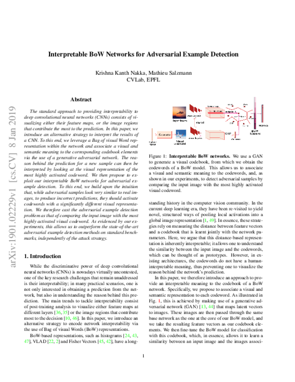 (PDF) Interpretable BoW Networks for Adversarial Example Detection