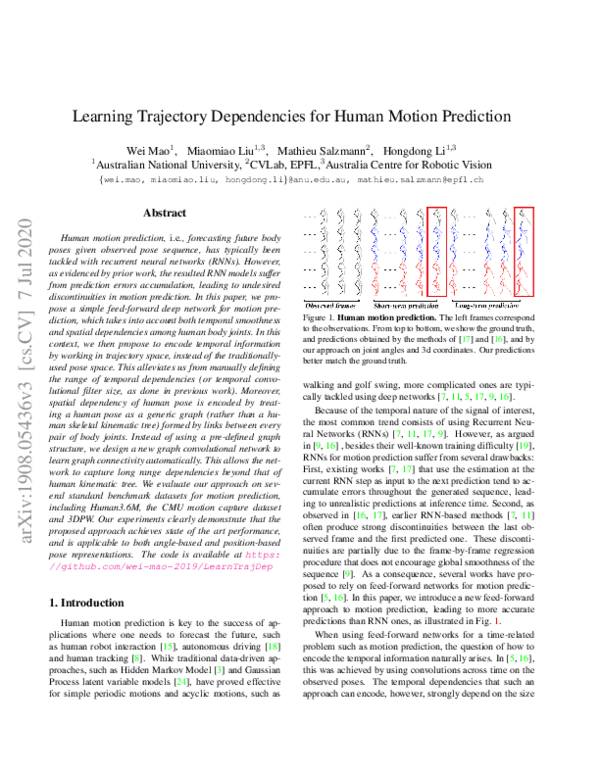 (PDF) Learning Trajectory Dependencies for Human Motion Prediction