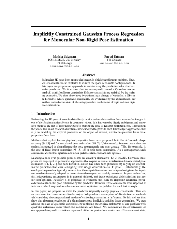 (PDF) Implicitly Constrained Gaussian Process Regression for Monocular Non-Rigid Pose Estimation ...
