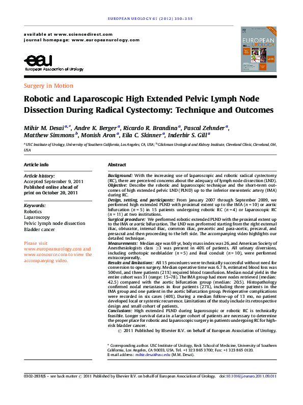 (PDF) Robotic and Laparoscopic High Extended Pelvic Lymph Node ...