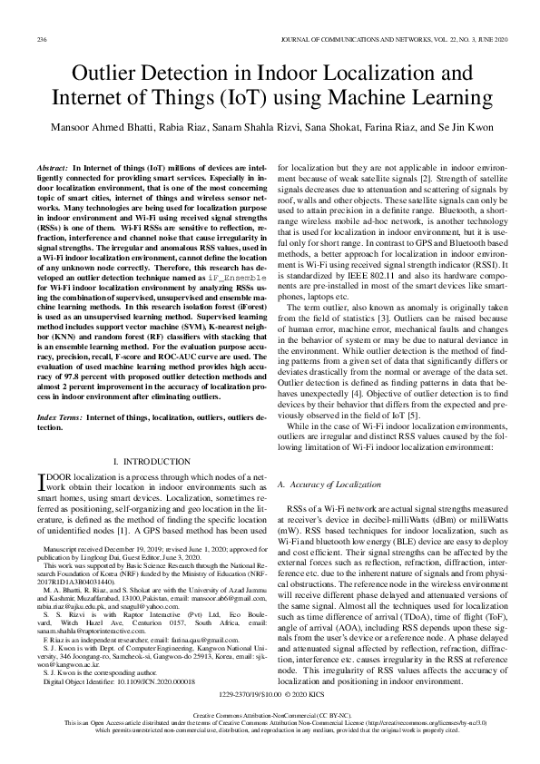 (PDF) Outlier detection in indoor localization and Internet of Things (IoT) using machine ...