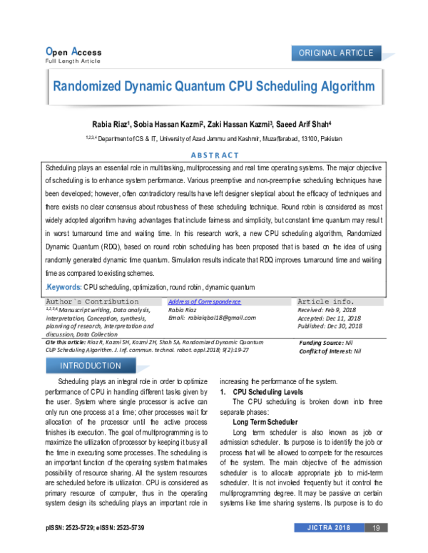 (PDF) Randomized Dynamic Quantum CPU Scheduling Algorithm