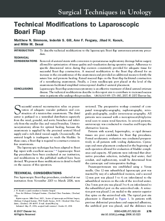 (PDF) Technical Modifications to Laparoscopic Boari Flap