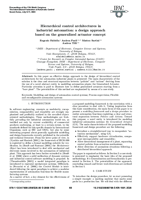 (PDF) Hierarchical control architectures in industrial automation: a design approach based on ...
