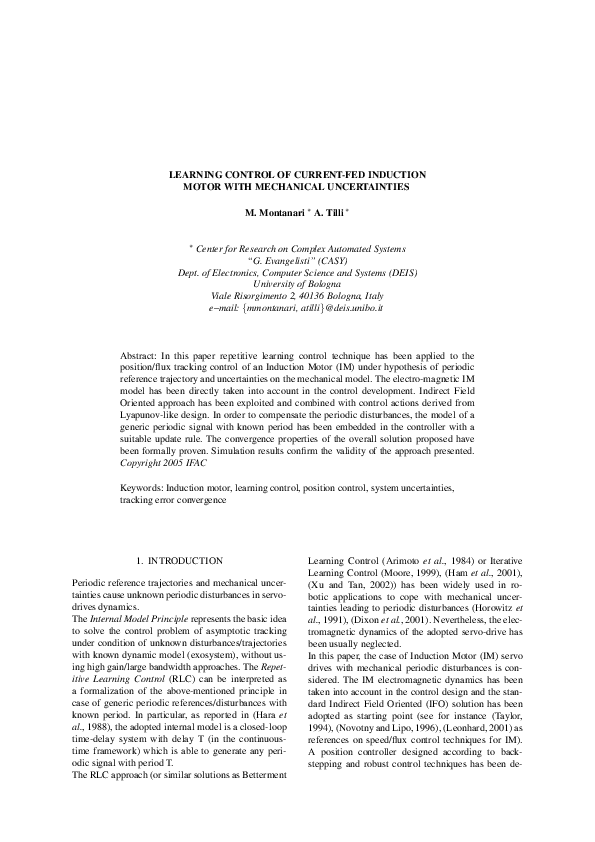 (PDF) Learning control of current-fed induction motor with mechanical ...