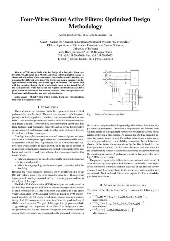 (PDF) Four-wires shunt active filters: optimized design methodology