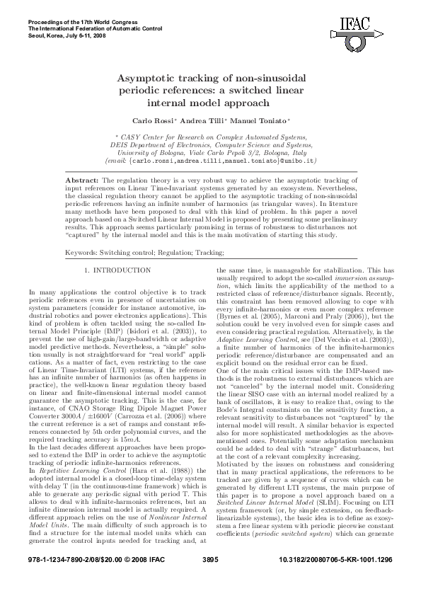 (PDF) Asymptotic tracking of nonsinusoidal periodic references: a ...