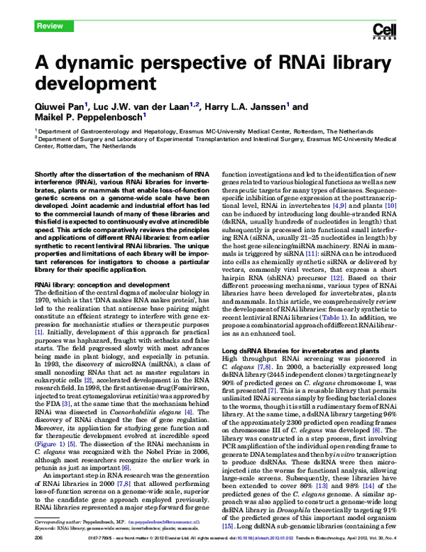 (PDF) A dynamic perspective of RNAi library development