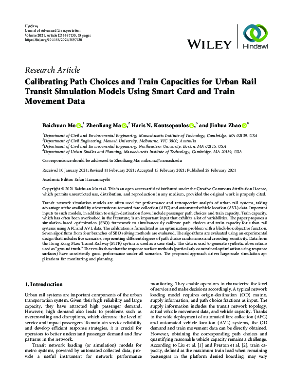 (PDF) Calibrating Path Choices and Train Capacities for Urban Rail Transit Simulation Models ...
