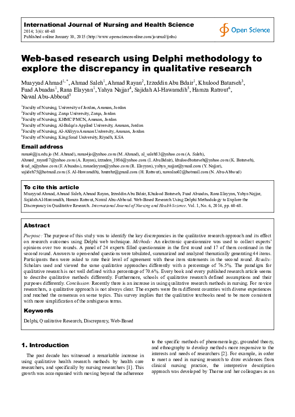 (PDF) Web-based research using Delphi methodology to explore the ...