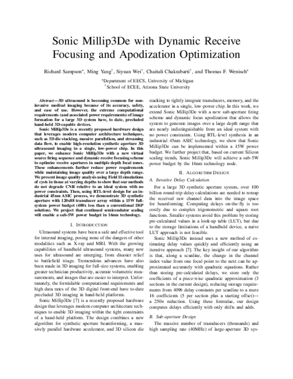 (PDF) Sonic Millip3De with dynamic receive focusing and apodization ...