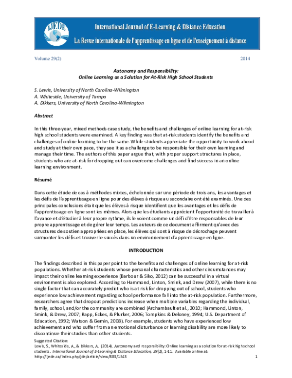 (PDF) Autonomy and Responsibility: Online Learning as a Solution for At ...