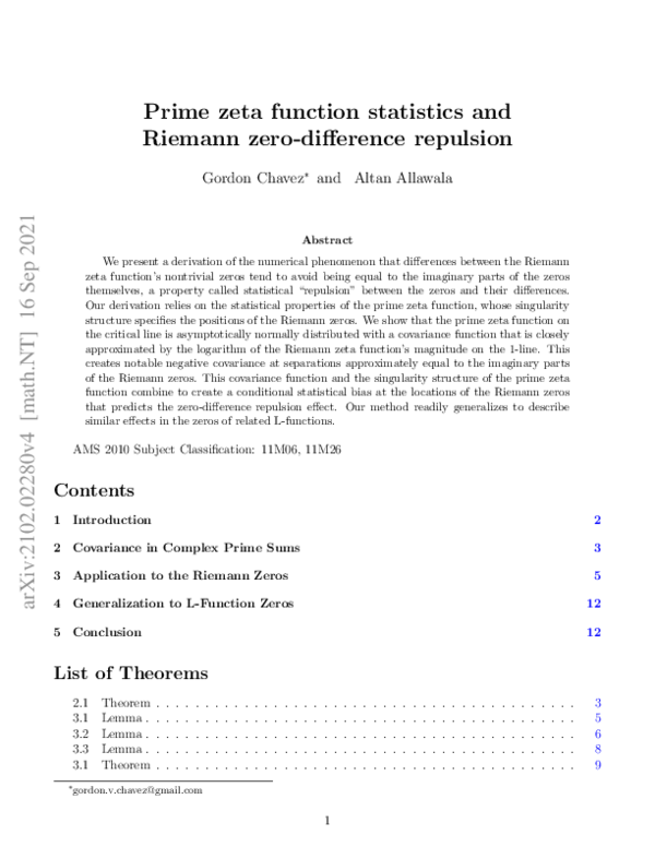 (PDF) Prime zeta function statistics and Riemann zero-difference repulsion
