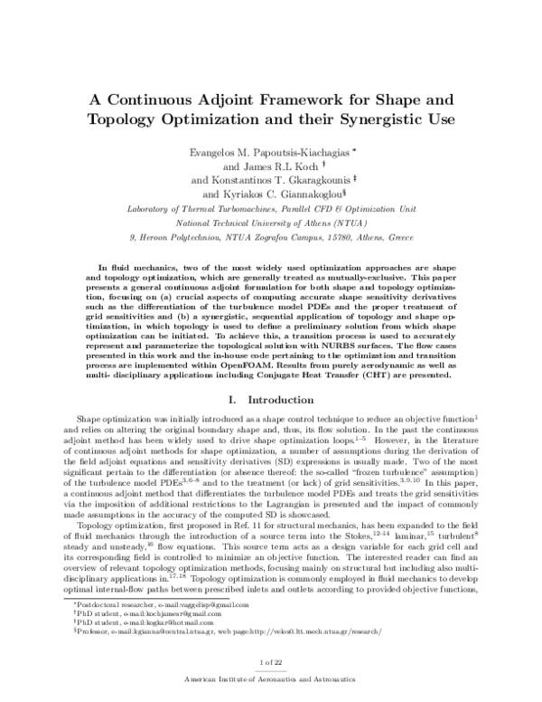 Pdf A Continuous Adjoint Framework For Shape And Topology