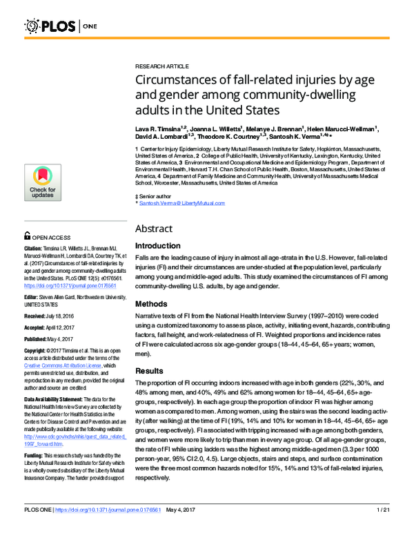 (PDF) Circumstances of fall-related injuries by age and gender among ...