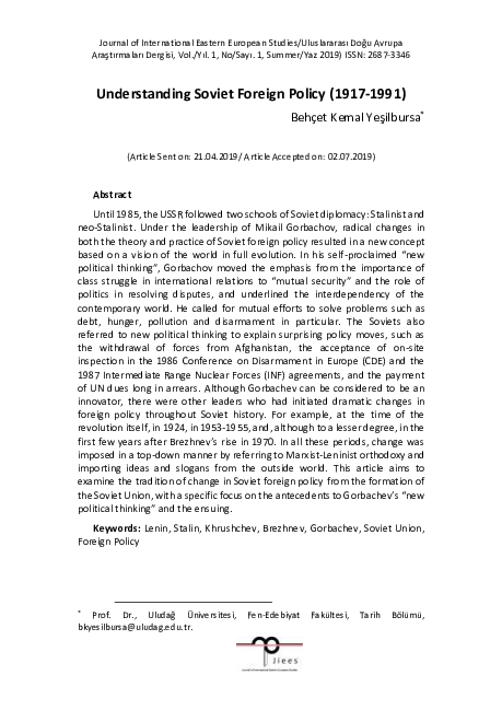 (PDF) Understanding Soviet Foreign Policy (1917-1991)