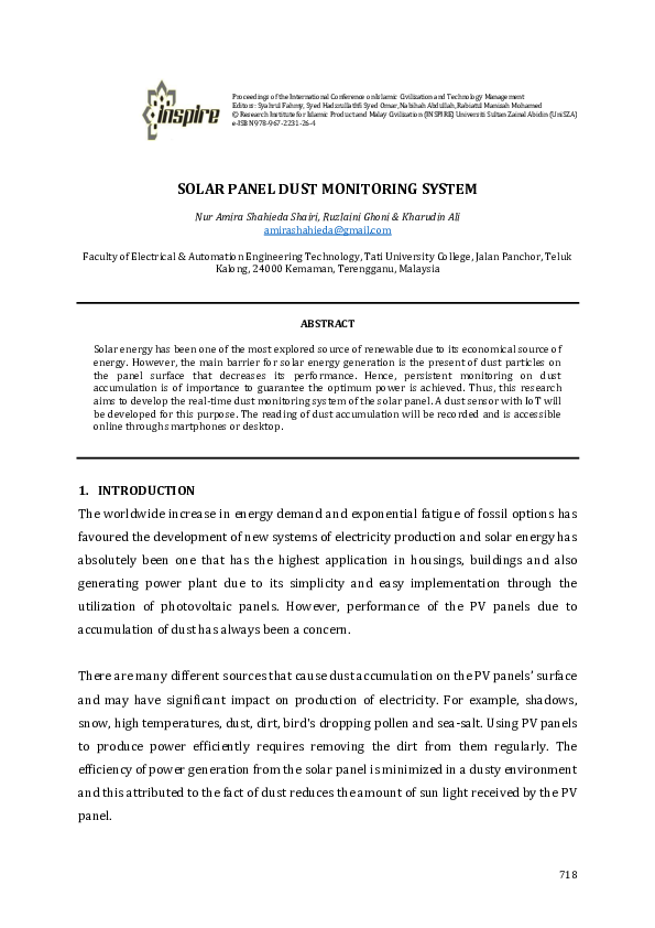 (PDF) Solar Panel Dust Monitoring System