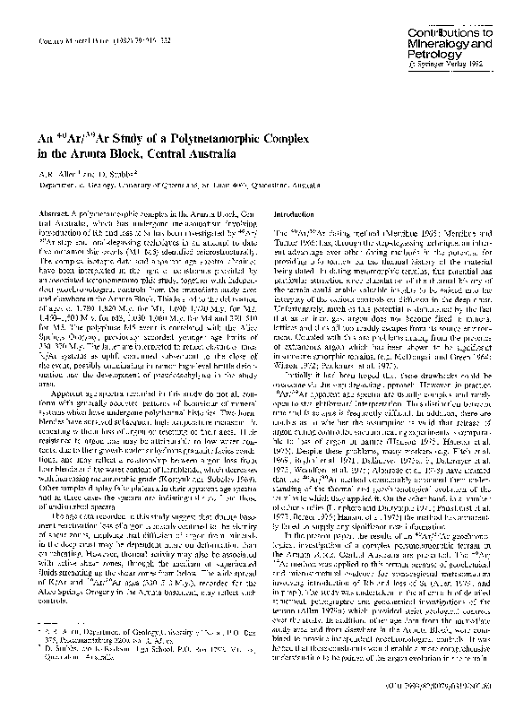 (PDF) An 40Ar/39Ar study of a polymetamorphic complex in the Arunta ...