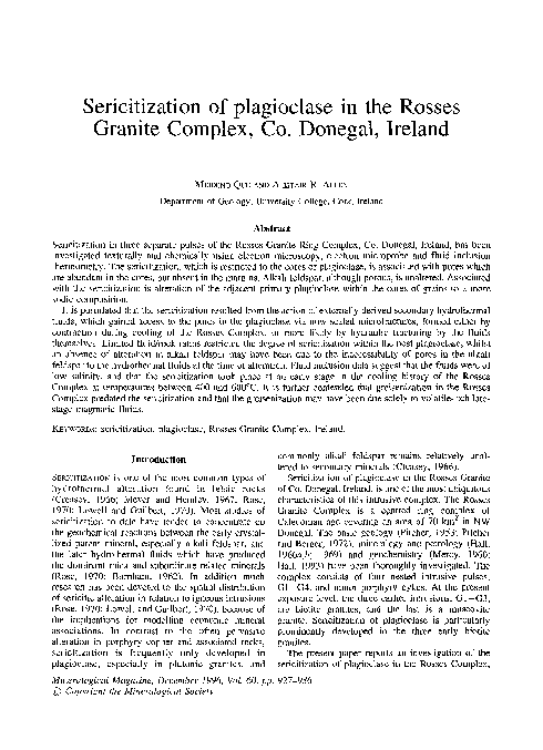(PDF) Sericitization of Plagioclase in the Rosses Granite Complex, Co ...