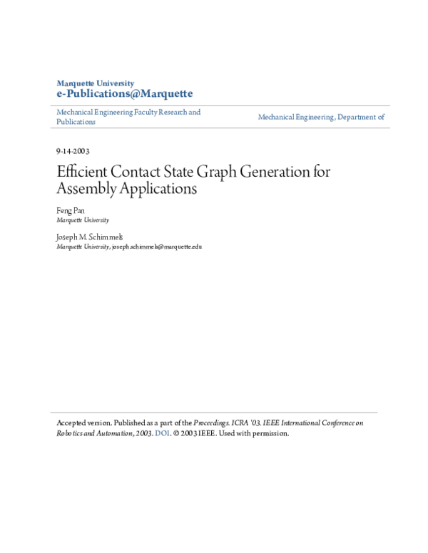 (PDF) Efficient contact state graph generation for assembly applications