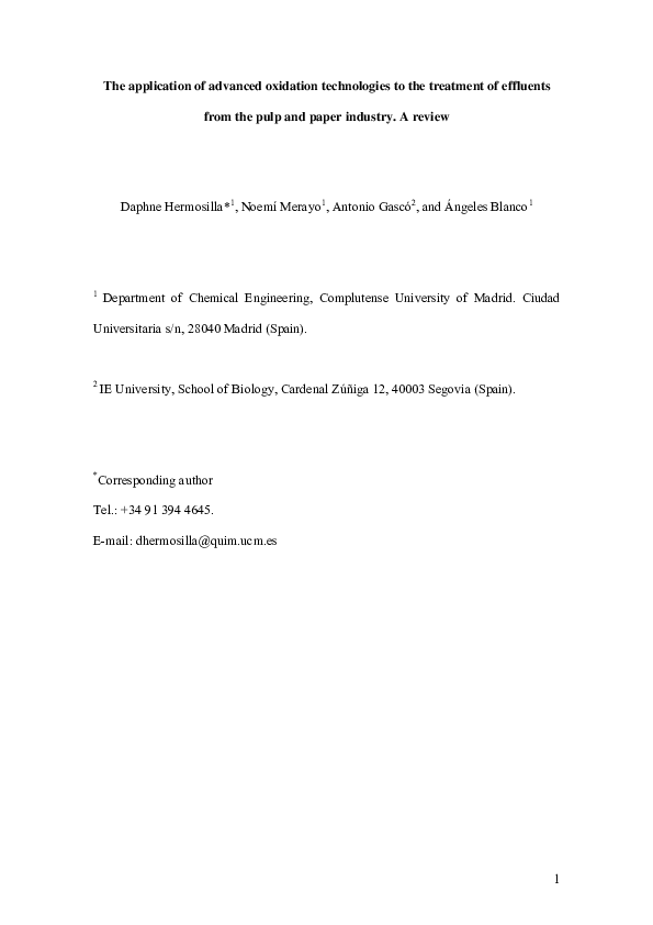 (PDF) The application of advanced oxidation technologies to the ...