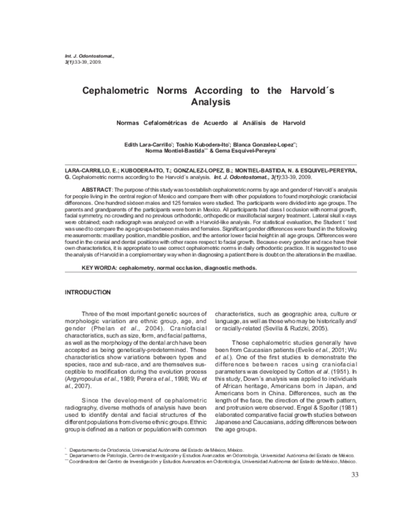 (PDF) Cephalometric Norms According to the Harvolds Analysis
