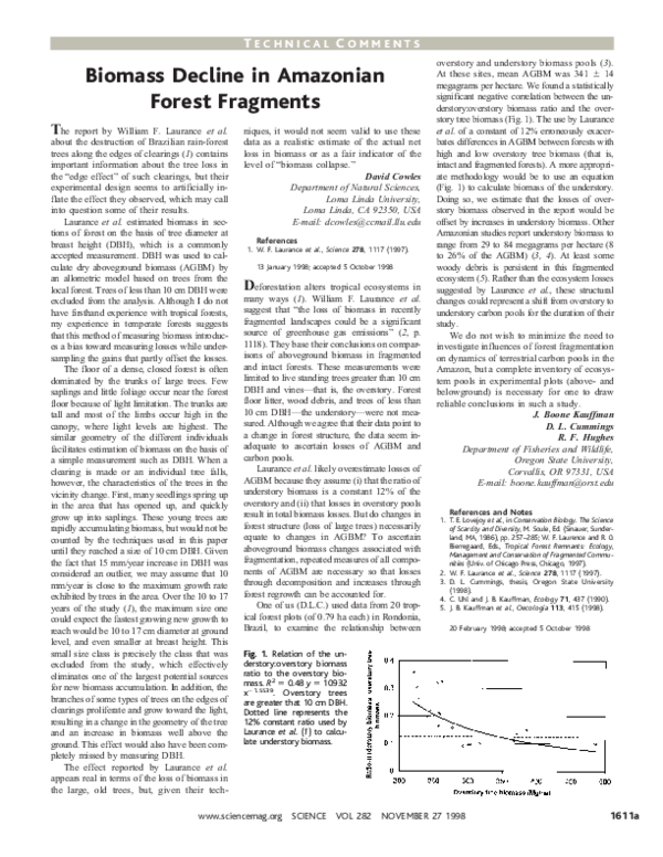 (PDF) Biomass Decline in Amazonian Forest Fragments