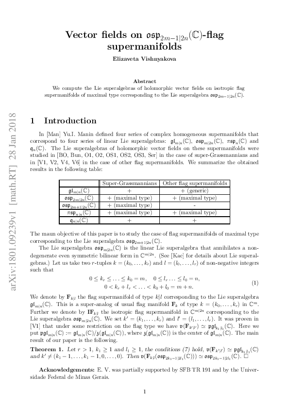 (PDF) Vector fields on $\mathfrak{osp}_{2m-1|2n}(\mathbb C)$-flag ...