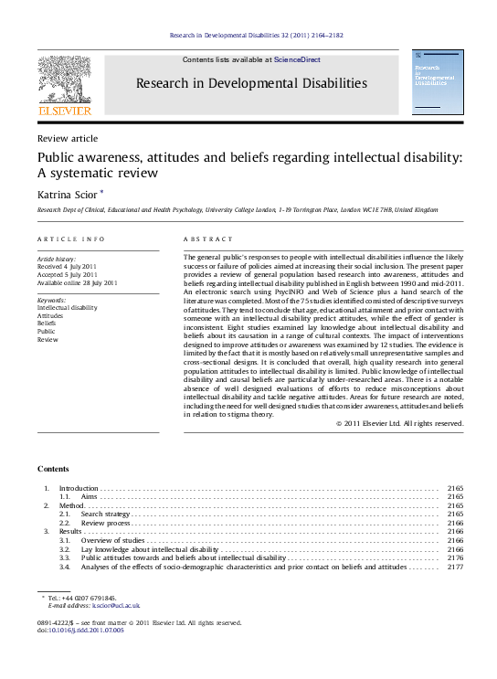 (PDF) Public awareness, attitudes and beliefs regarding intellectual ...
