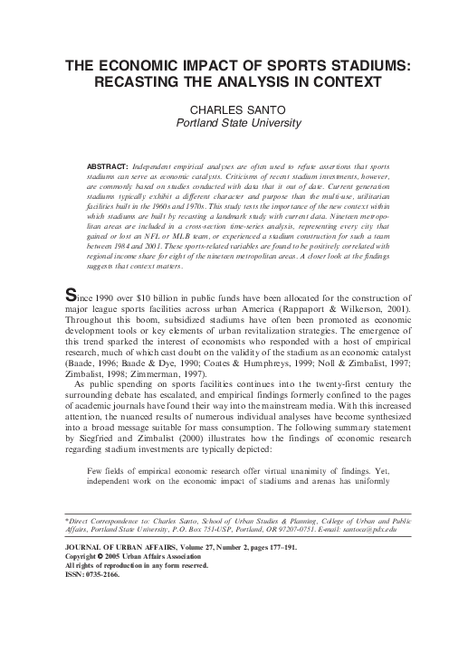 (PDF) The Economic Impact of Sports Stadiums: Recasting the Analysis in ...