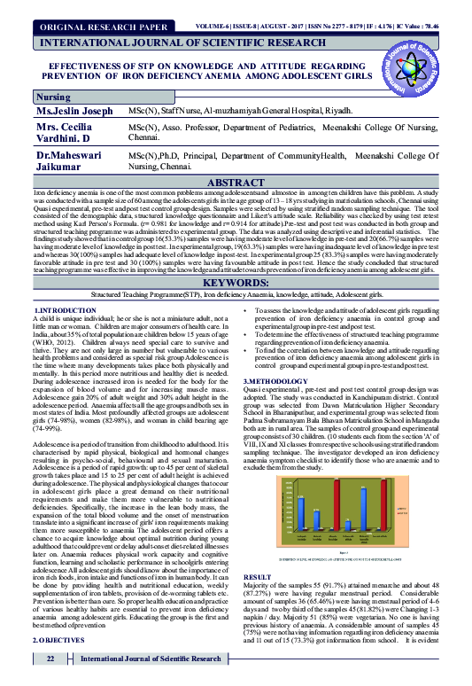 (PDF) EFFECTIVENESS OF STP ON KNOWLEDGE AND ATTITUDE REGARDING ...