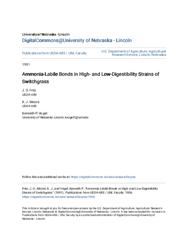 (PDF) Ammonia-Labile Bonds in High- and Low-Digestibility Strains of ...