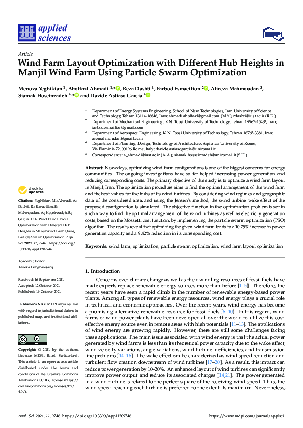 (PDF) Wind Farm Layout Optimization with Different Hub Heights in Manjil Wind Farm Using ...