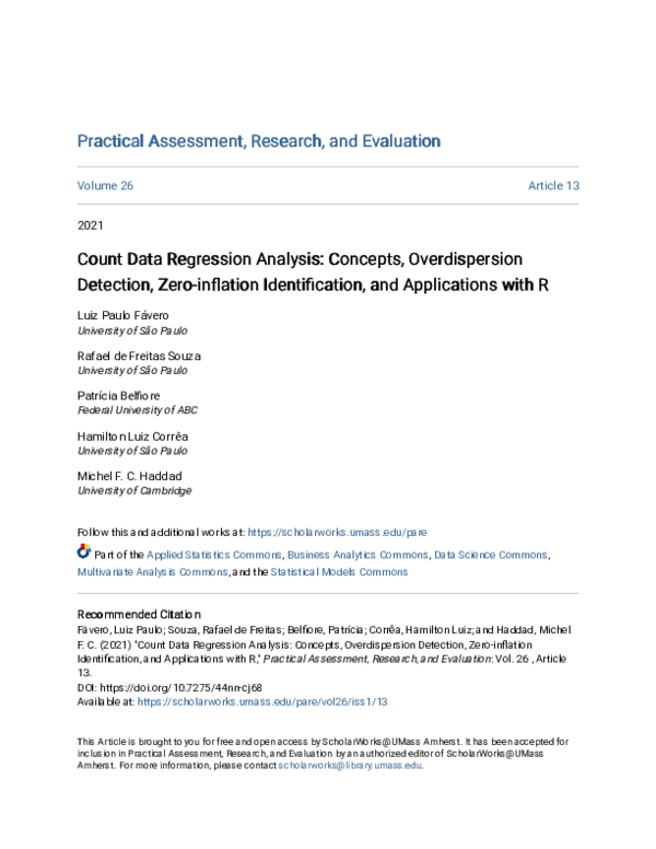 (PDF) Count Data Regression Analysis: Concepts, Overdispersion Detection, Zero-inflation ...