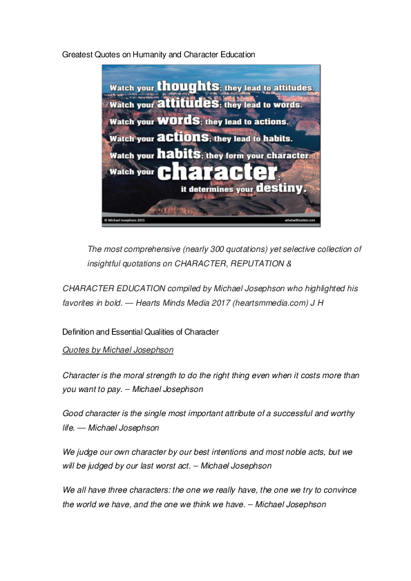 (PDF) Greatest Quotes on Humanity and Character Education
