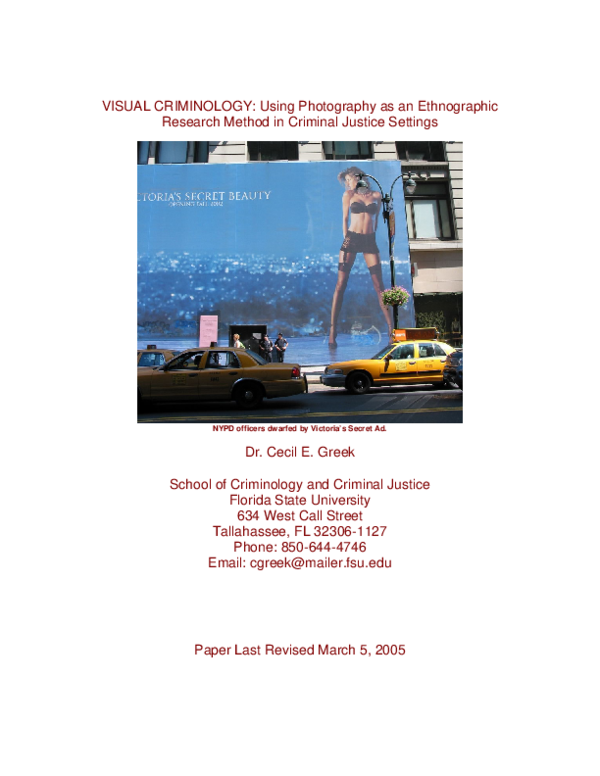 (PDF) Visual criminology: Using photography as an ethnographic research ...