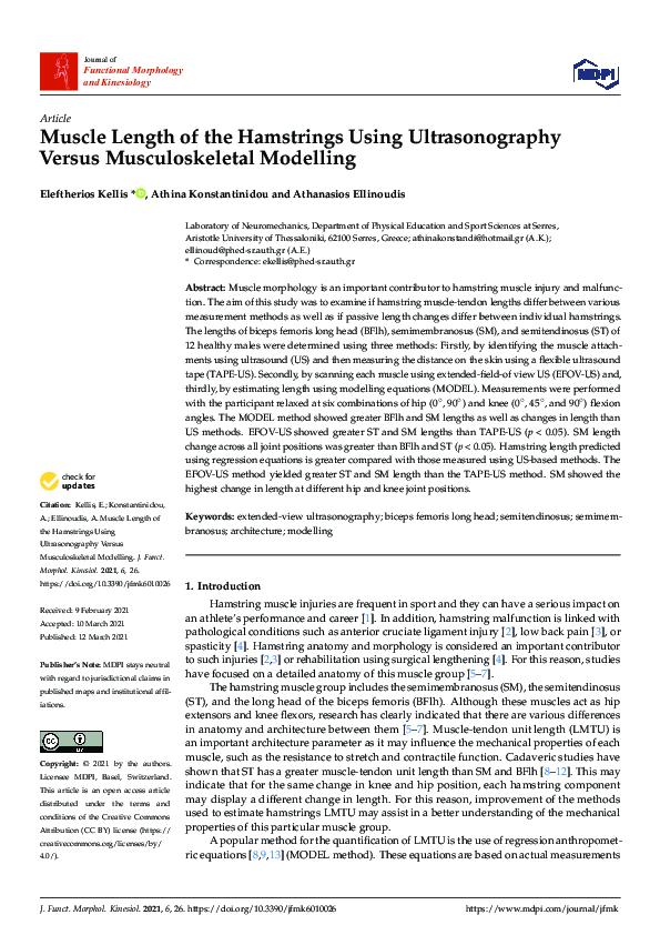 (PDF) Muscle Length of the Hamstrings Using Ultrasonography Versus ...