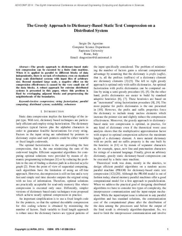 (PDF) The greedy approach to dictionary-based static text compression ...