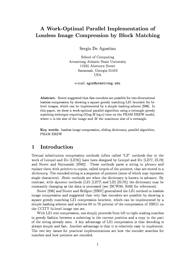 (PDF) A Work-Optimal Parallel Implementation of Lossless Image Compression by Block Matching