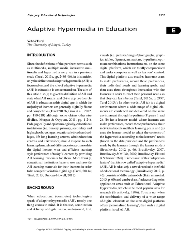(PDF) Adaptive Hypermedia in Education