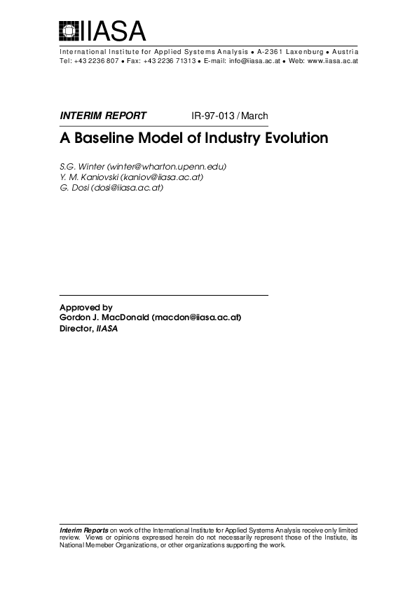 (PDF) A baseline model of industry evolution