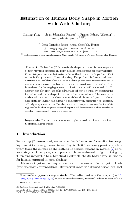 (PDF) Estimation of Human Body Shape in Motion with Wide Clothing