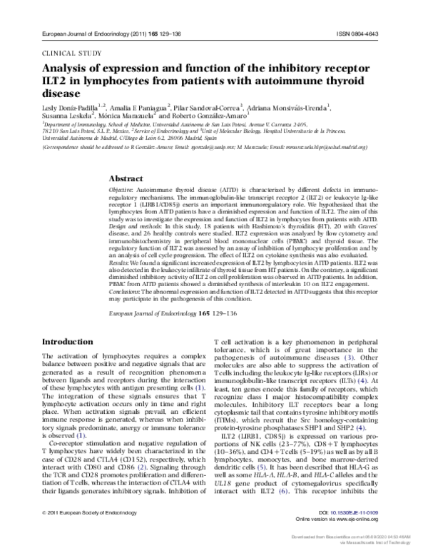 (PDF) Analysis of expression and function of the inhibitory receptor ...