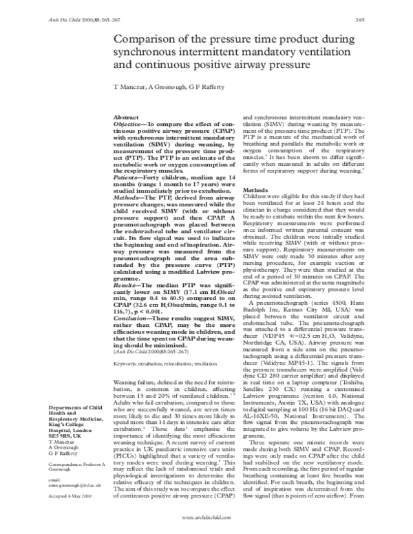 (PDF) Comparison of the pressure time product during synchronous ...