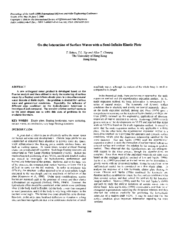 (PDF) On the interaction of surface wave with a semi-infinite elastic plate