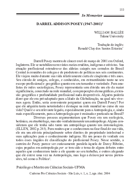 (PDF) Darrel Addison Posey (1947-2001)