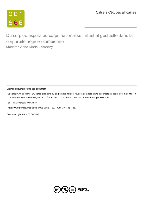(PDF) Du corps-diaspora au corps nationalisé : rituel et gestuelle dans ...