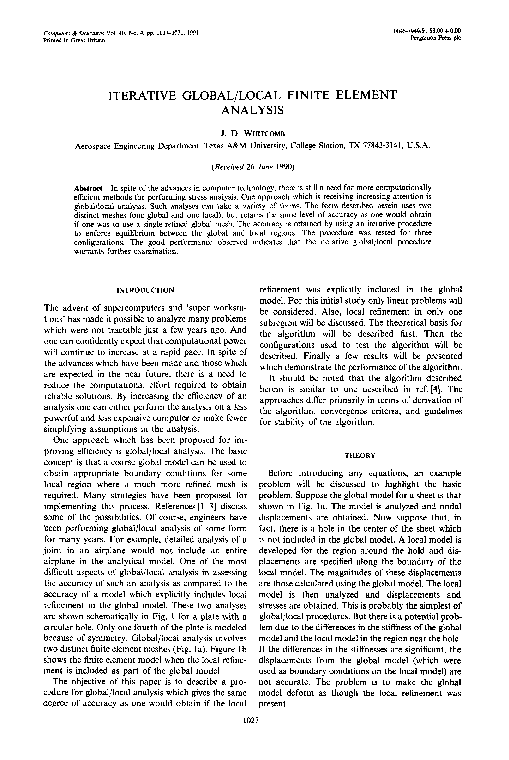 Pdf Iterative Globallocal Finite Element Analysis