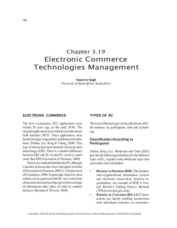 (PDF) Electronic Commerce Technologies Management