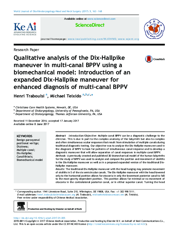 (PDF) Qualitative analysis of the Dix-Hallpike maneuver in multi-canal ...